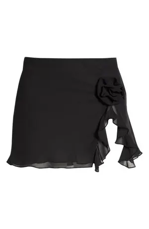 BELLA VENICE Rose Embellished Chiffon Miniskirt
