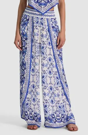 Alice + Olivia Larissa Smocked Wide Leg Split Pants