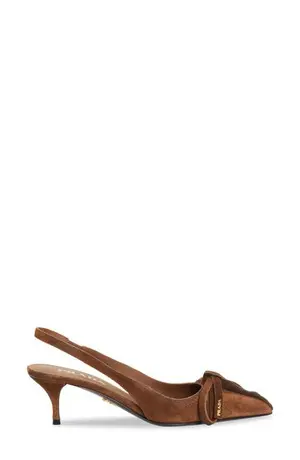 Prada Exposed Seam Kitten Heel Slingback Pump