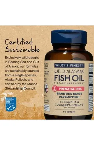 WILEY'S FINEST Prenatal Dha Omega-3 60 Softgels For Pregnancy And Nursing Support