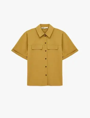 Koton Short Sleeve Viscose Shirt With Pockets