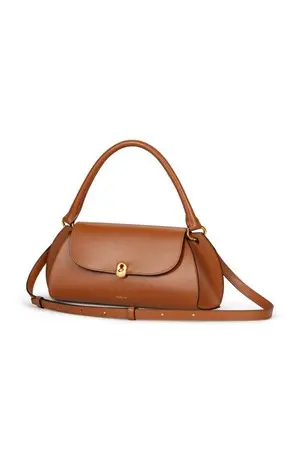 NOIRGAZE Scallop Baguette Bag In Calf Leather - Tan