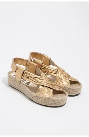 Bimba Y Lola Leather Jute Wedge Sandal