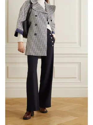Chloé Double-breasted Monogram Printed Cotton-gabardine Coat