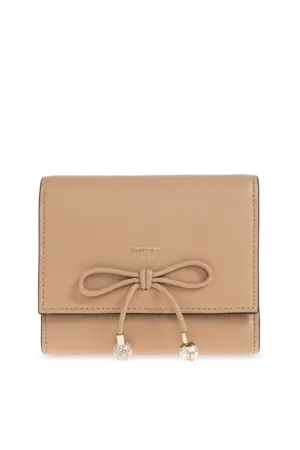 JIMMY CHOO Leather Wallet With Logo - Beige