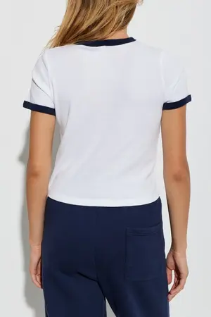 SPORTY & RICH Marine" Collection Cropped Cotton T-shirt
