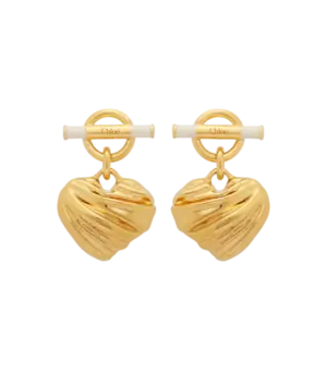 Chloé Heart Drop Earrings - Gold