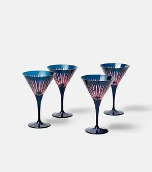 L'Objet Prism Set Of 4 Martini Glasses Blue