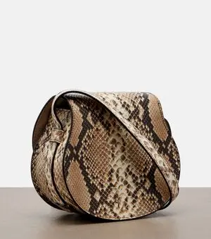 Chloé Marcie Mini Snake-effect Leather Crossbody Bag - Beige