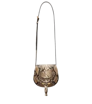 Chloé Marcie Mini Snake-effect Leather Crossbody Bag - Beige