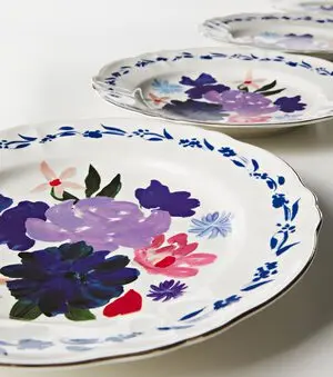 BITOSSI Set Of 4 Floral Porcelain Dinner Plates