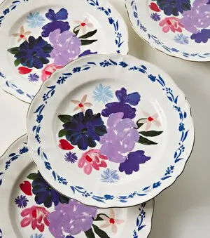 BITOSSI Set Of 4 Floral Porcelain Dinner Plates