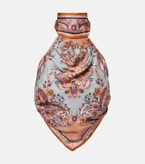 Zimmermann Aster Printed Silk Crop Top - Blue