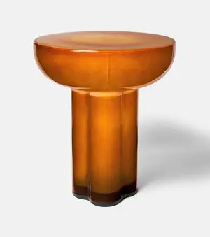 101 COPENHAGEN Crown Tall Glass Side Table - Beige