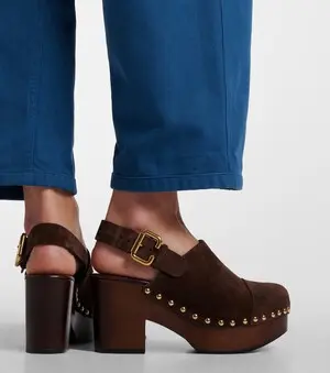 Chloé Jeannette Suede Clogs With Buckle-fastening Ankle Strap