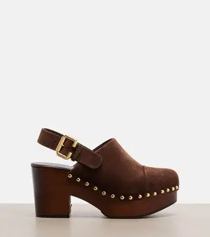 Chloé Jeannette Suede Clogs With Buckle-fastening Ankle Strap