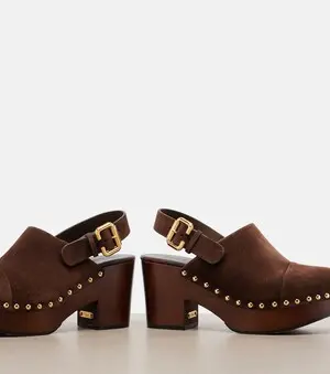 Chloé Jeannette Suede Clogs With Buckle-fastening Ankle Strap