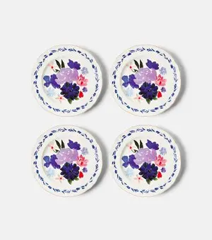 BITOSSI Set Of 4 Floral Porcelain Plates - Blue