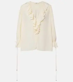 Chloé Ruffled Silk Blouse - White