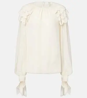Chloé Ruffled Silk Blouse - White