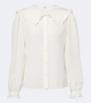 Chloé Ruffled Silk Blouse - White