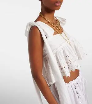 Chloé Broderie Anglaise Cotton Top - White