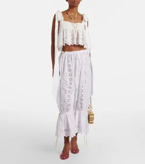 Chloé Broderie Anglaise Cotton Top - White