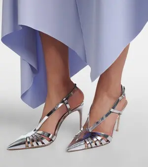 MALONE SOULIERS Janette Metallic Leather Slingback Pumps