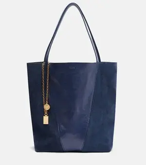 Chloé Tote Bag In Leather And Suede - Blue
