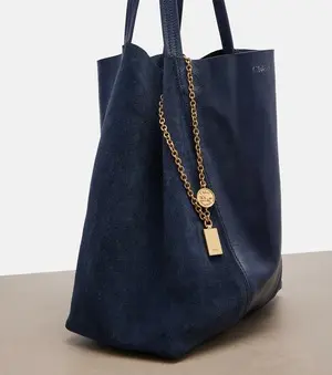 Chloé Tote Bag In Leather And Suede - Blue