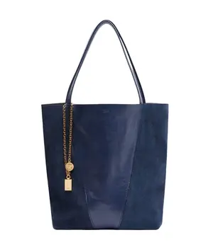 Chloé Tote Bag In Leather And Suede - Blue