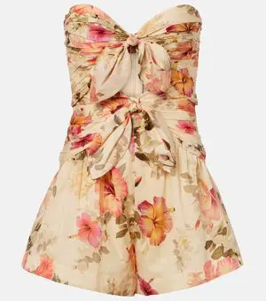 Zimmermann Mahon Floral Cotton Romper - Beige