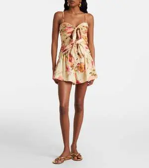 Zimmermann Mahon Floral Cotton Romper - Beige