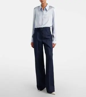 Gabriela Hearst Silk Satin Shirt - Blue