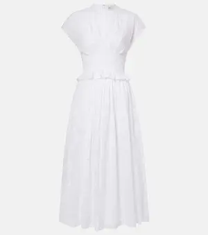 Tory Burch Broderie Anglaise Cotton Midi Dress - White
