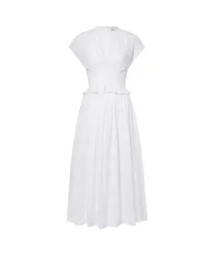 Tory Burch Broderie Anglaise Cotton Midi Dress - White