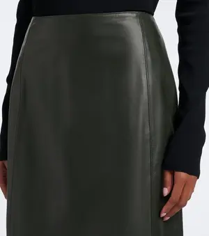 Vince Leather Pencil Skirt - Green