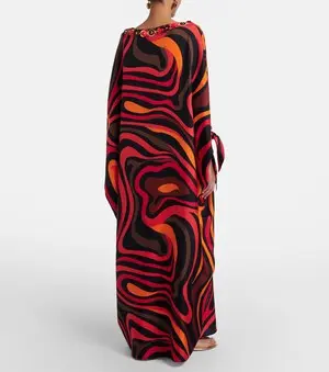 Emilio Pucci Marmo Embellished Silk Twill Kaftan