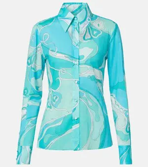 Emilio Pucci Orchidee Cotton Shirt - Blue