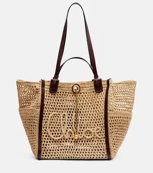 Chloé Iconic Raffia Tote Bag - Beige