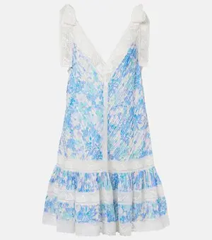 Zimmermann Solstice Lantern Floral Cotton Mini Dress - Blue