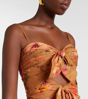 Zimmermann Mahon Floral Silk Maxi Dress - Brown