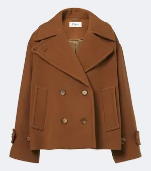 Chloé Oversized Wool-blend Peacoat - Brown
