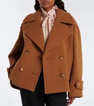Chloé Oversized Wool-blend Peacoat - Brown