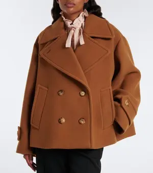 Chloé Oversized Wool-blend Peacoat - Brown