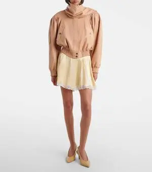 Chloé Silk Satin Shorts With Lace Trim - Yellow