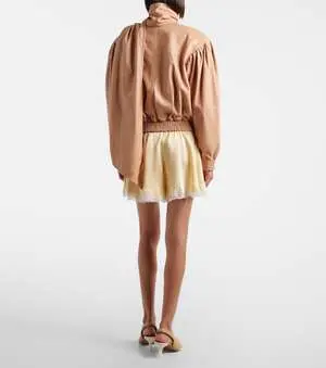 Chloé Silk Satin Shorts With Lace Trim - Yellow