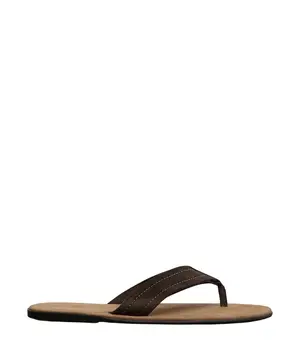 THE ROW Leather-trimmed Suede Thong Sandals - Brown