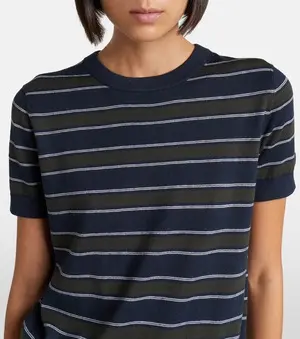 Vince Striped Cotton And Cashmere Sweater