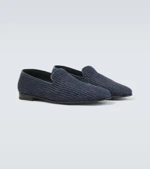 Manolo Blahnik Mario Raffia Loafers - Blue